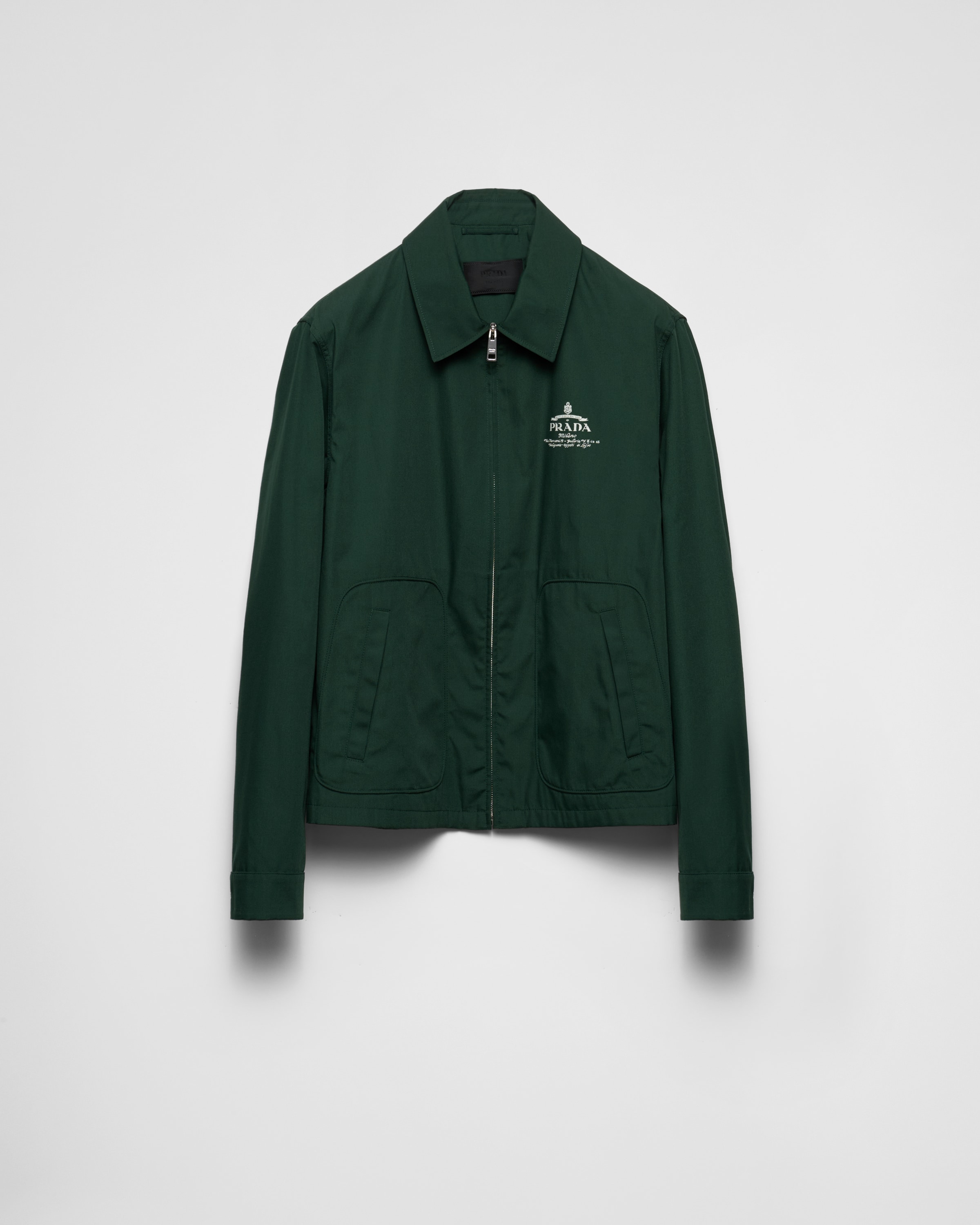 PRADA 19SS テーラードジャケット ダークグリーン 48 Prada Cotton-Blend Blouson Jacket - Billiard Green | Editorialist